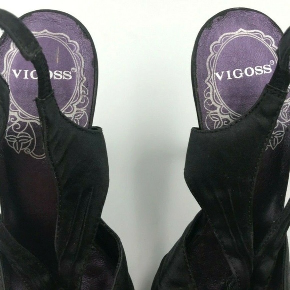 Vigoss | Shoes | Vigoss Womens Heel Satin Luxor Black Slingbacks 5 ...